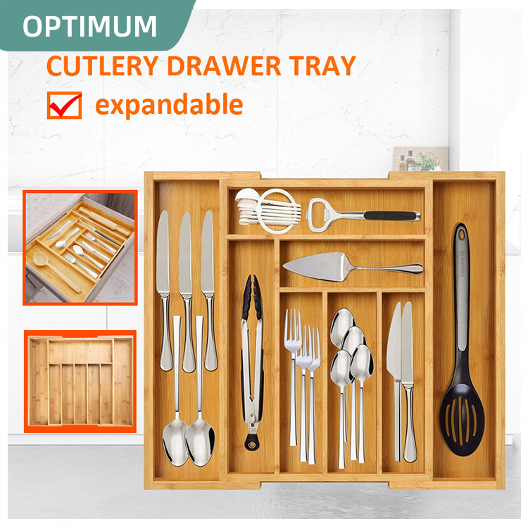 Bamboo drawer storage rack Kitchen storage box, expandable silverware ...