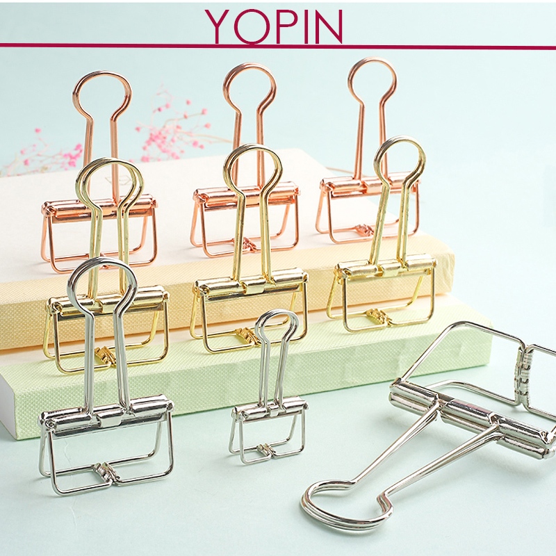 YOPIN Wire Binder Clips Cute Paper Clips, Assorted Sizes Rose Gold Wire ...
