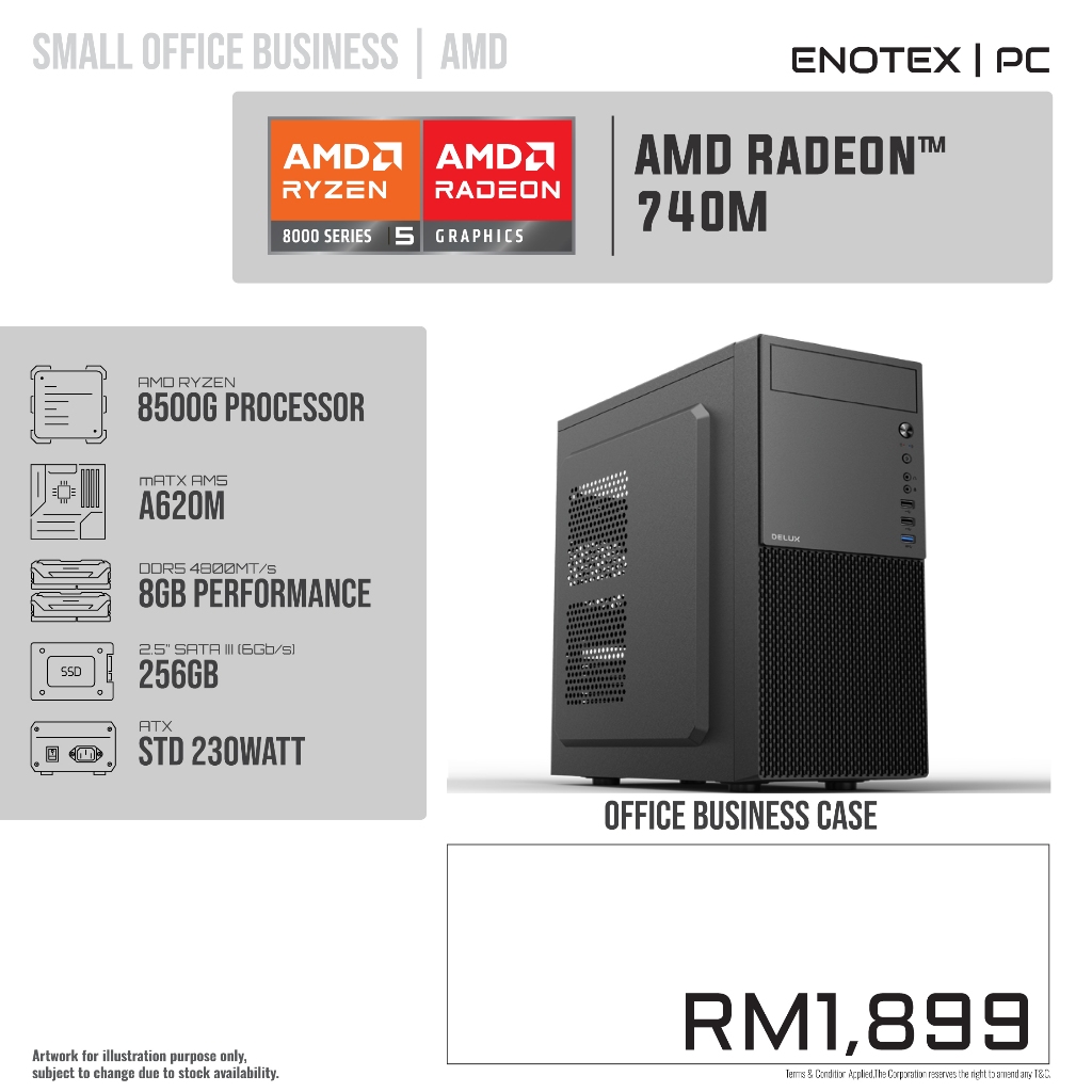 ENOTEX PC AMD BUSINESS OFFICE DESKTOP with AMD Radeon™ 740M # AMD Ryzen ...