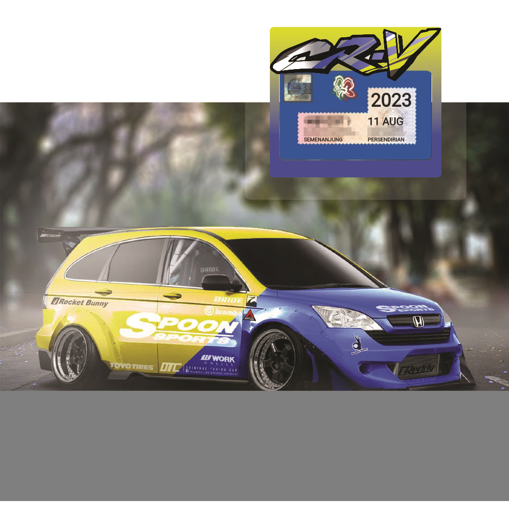 CFS649 Honda CRV Rd1 Rd4 Static Cling ROADTAX HOLDER Tinted Stiker ...