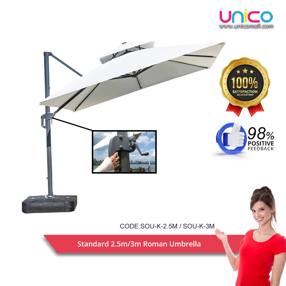 Full Set Double Layer Garden Outdoor Roman Umbrella + 165kg Water Tank ...