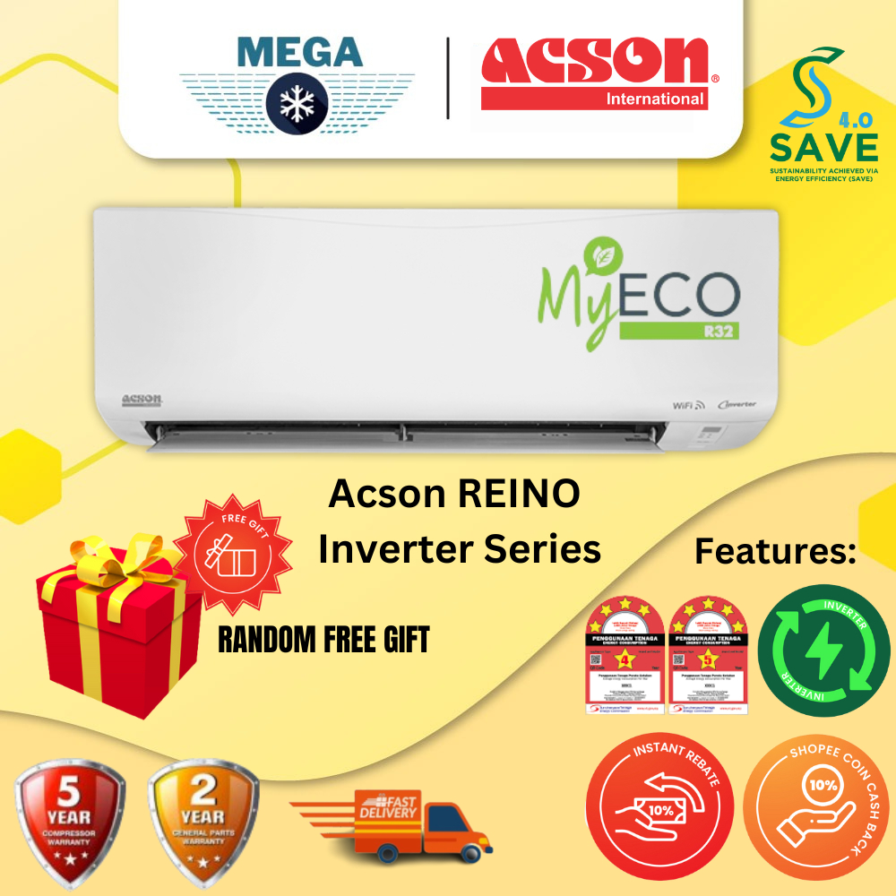 ACSON WALL MOUNTED R32 INVERTER SERIES REINO 1.0HP - 2.5HP | Shopee Malaysia