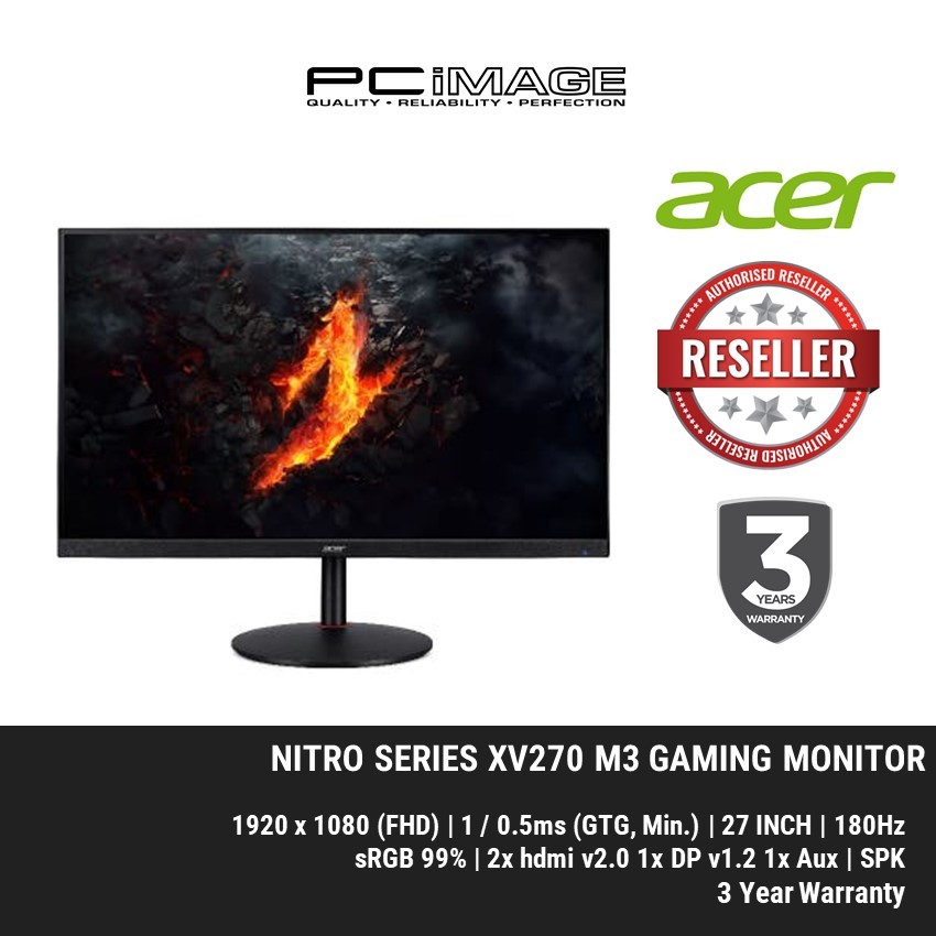 ACER NITRO GAMING XV270 M3 (27"/1920X1080/0.5MS/180HZ/PIVOT/HDMI/DP/IPS ...