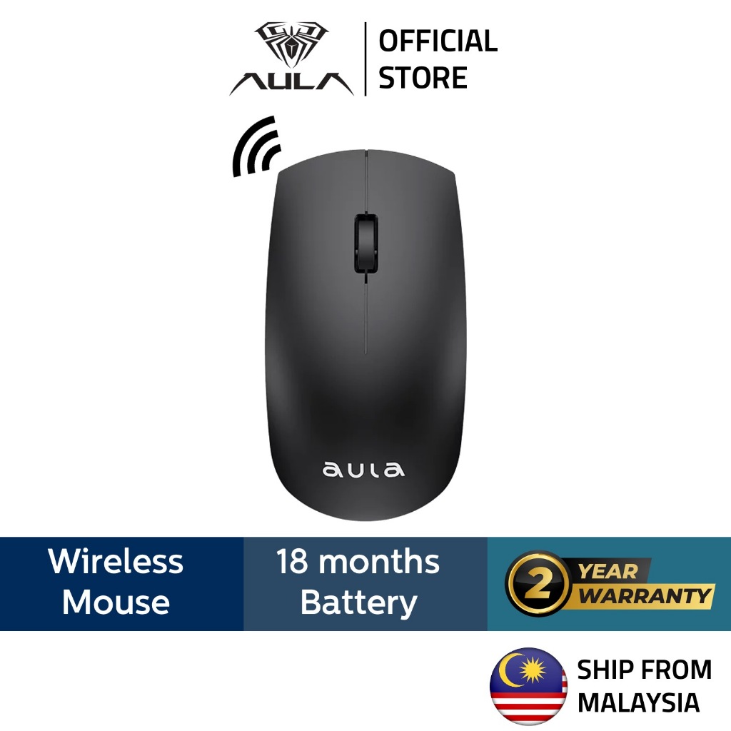 AULA AM201 Wireless Mouse 2.4GHz USB Dongle Receiver Optical Windows ...