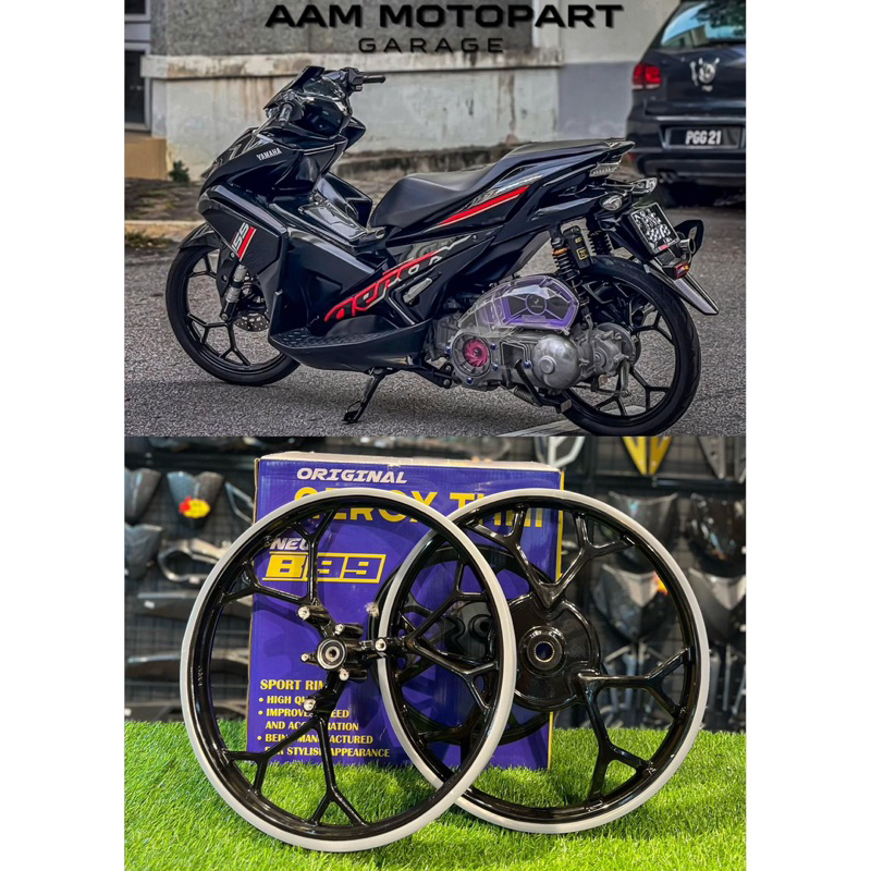 100% ORIGINAL SPORTRIM AEROX THAI BLACK CNC SPORTRIM RIM 17 INCH NVX V1 ...