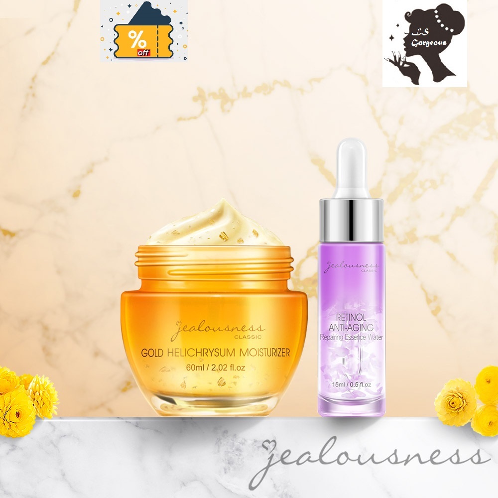 🔥【突破抗老停滞期 NO.1小金霜】《 拯救 松`垮`纹 打造由内而外的提拉感 》Jealousness 婕洛妮丝 黄金蜡菊全能乳霜 60ml + 鸢尾花A醇焕肤化妆水 15ml 🔥 ...