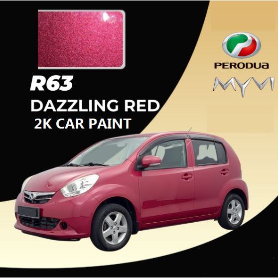 R63 PERODUA MYVI DAZZLING RED 2K CAR PAINT/ CAT KERETA/ CAT BANCUH ...