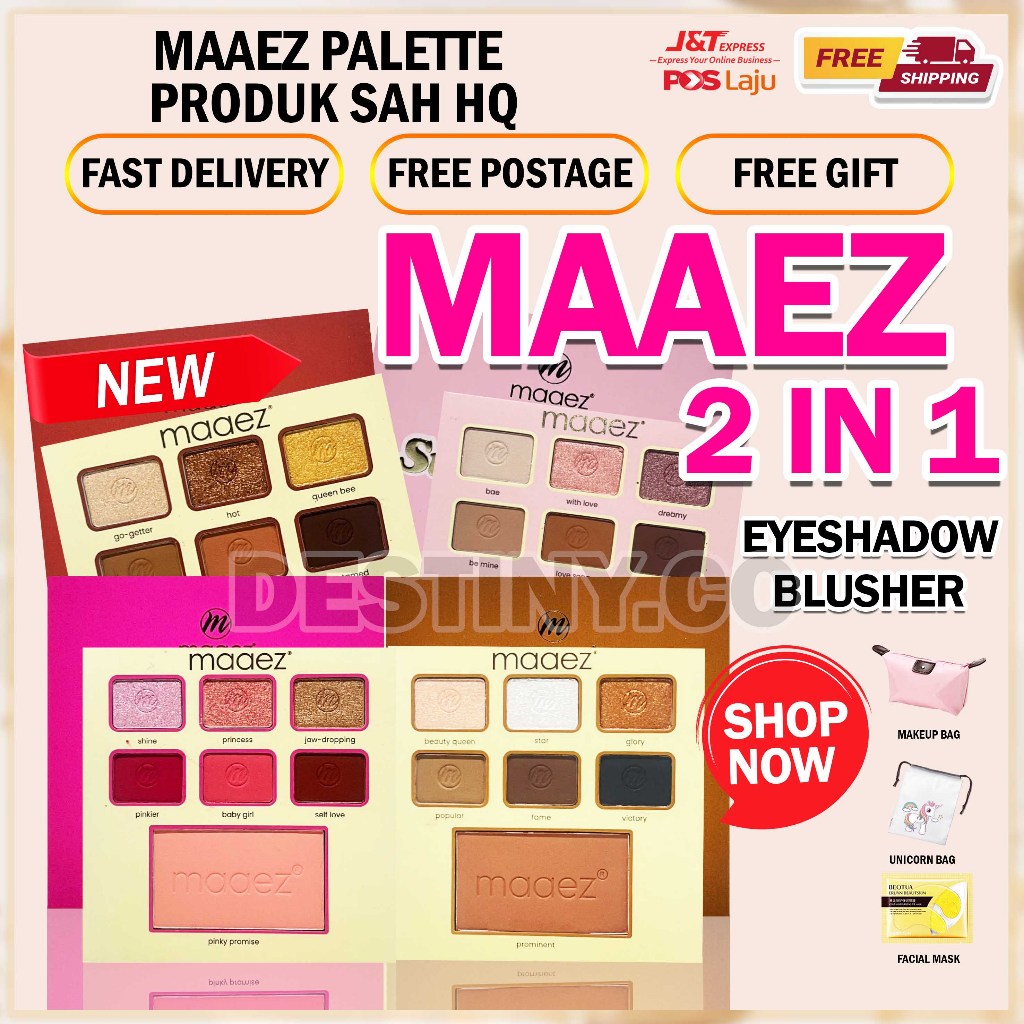 EYESHADOW + BLUSHER PALETTE 2IN1 BY MAAEZ FREE GIFT ORIGINAL HQ ...
