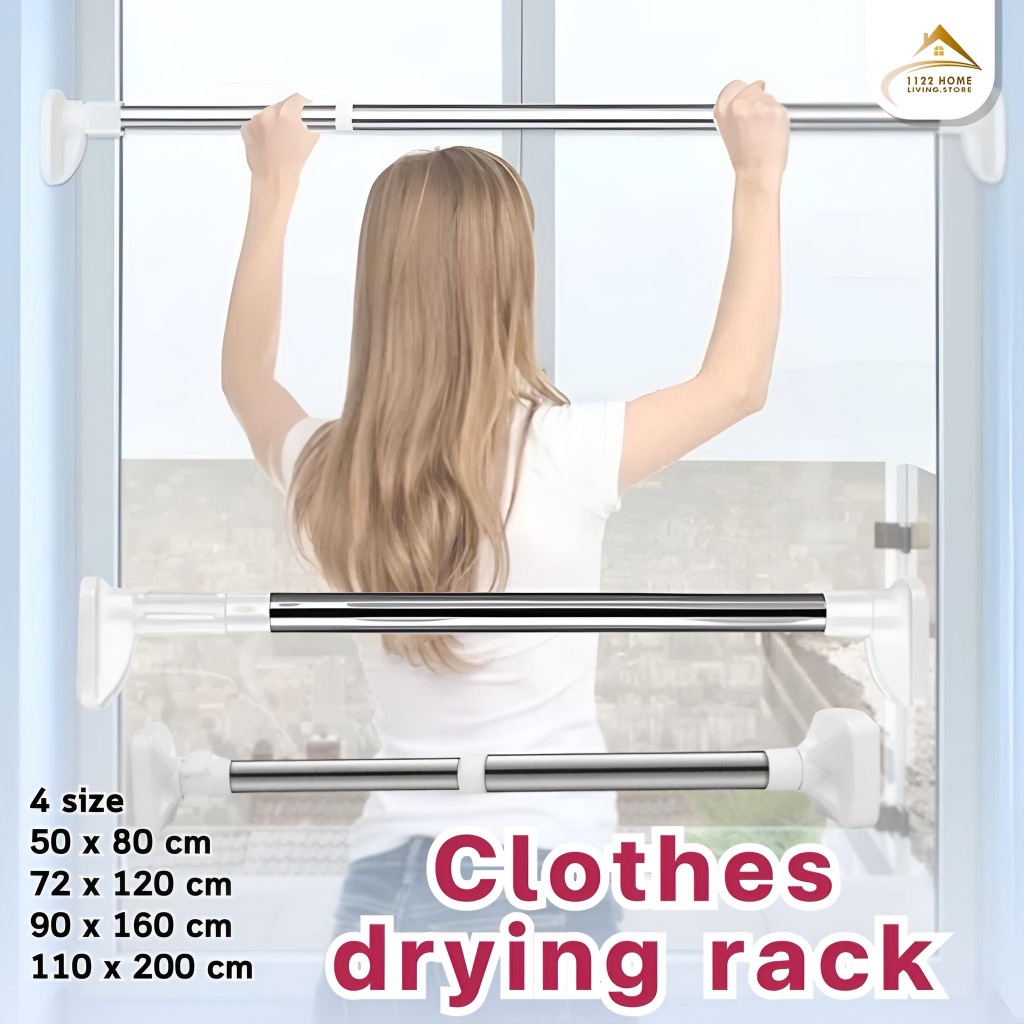 50-200cm Adjustable stainless steel clothes drying rod, freely ...