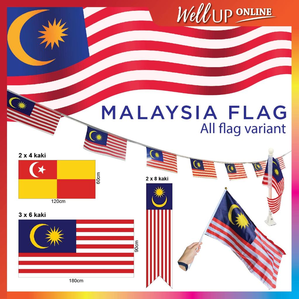 Malaysia Flag Bendera Malaysia 2x4 3x6 8x2 - Hand Flag, Table flag, Spring flag, Motor flag ...
