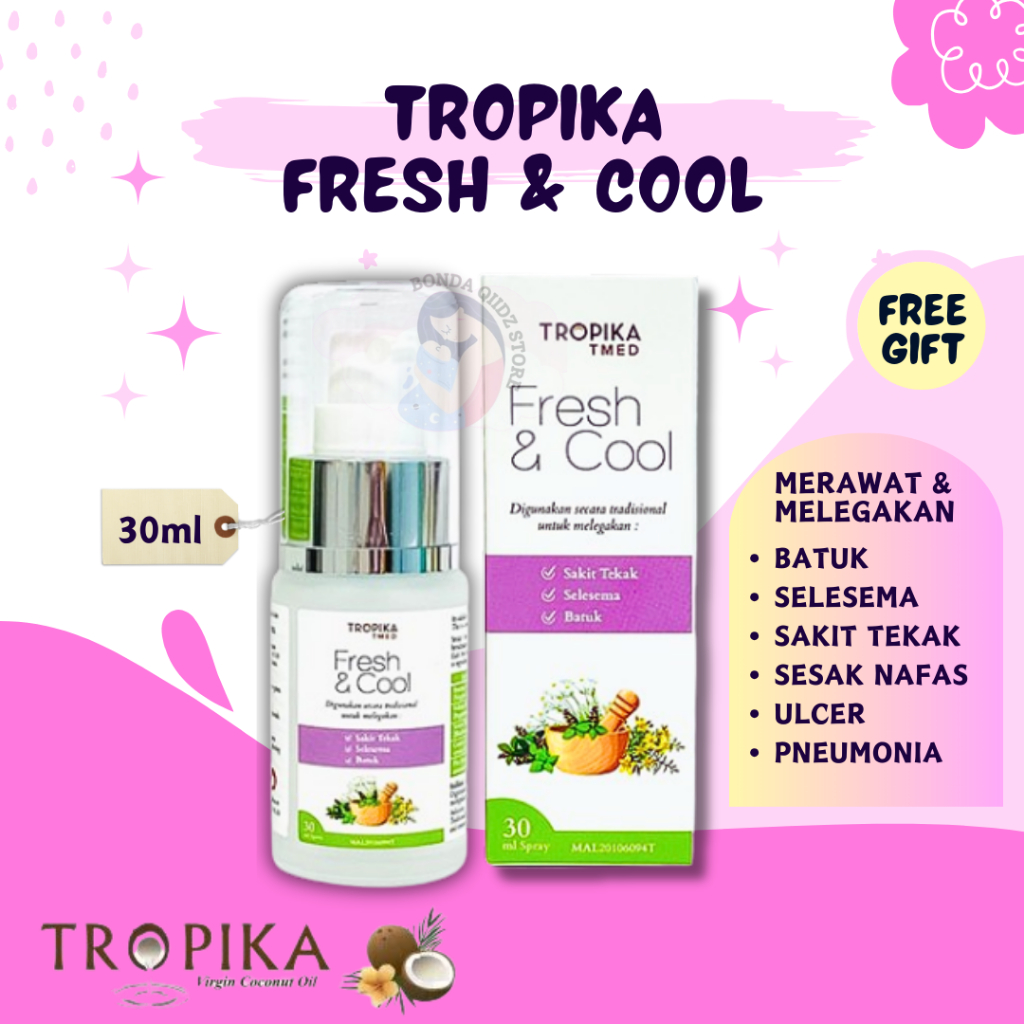 TROPIKA FRESH & COOL Batuk Selsema Sakit Tekak Ulcer Pneumonia Spray ...