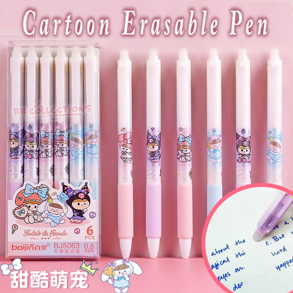 Erasable Pen Retractable Cute Cartoon Design Pen 0.5mm Blue Ink ...