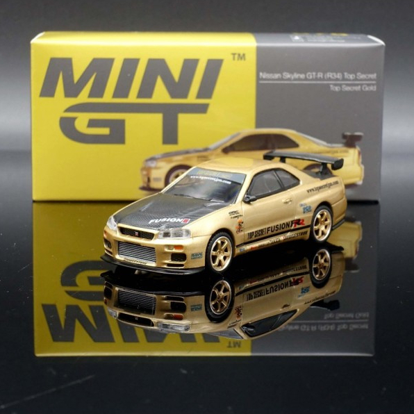 MINI GT #676 NISSAN SKYLINE GT-R (R34) TOP SECRET GOLD - JAPAN ...