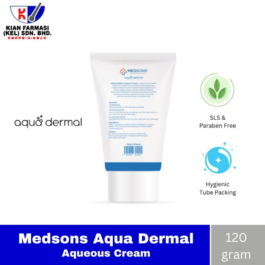 MEDSONS AQUA DERMAL BASIC AQUEOUS CREAM 120G | Shopee Malaysia
