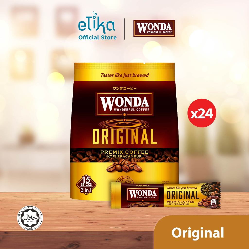 Wonda 3 in 1 Original/Kopi Tarik 20g/18g x 15 sachets x 24 packs ...