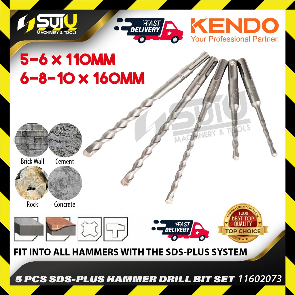 KENDO 11602073 5PCS SDS-Plus Hammer Drill Bit Set | Shopee Malaysia