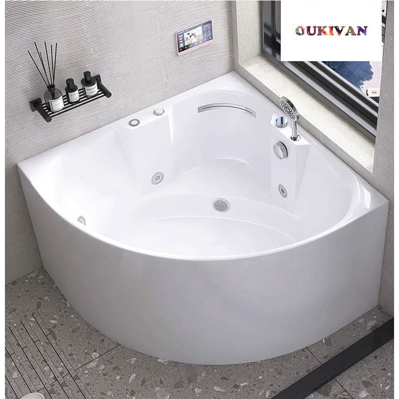 Corner Bathtub with Seat Jacuzzi Deep Soaking Keep Warm Bathtub Thin ...
