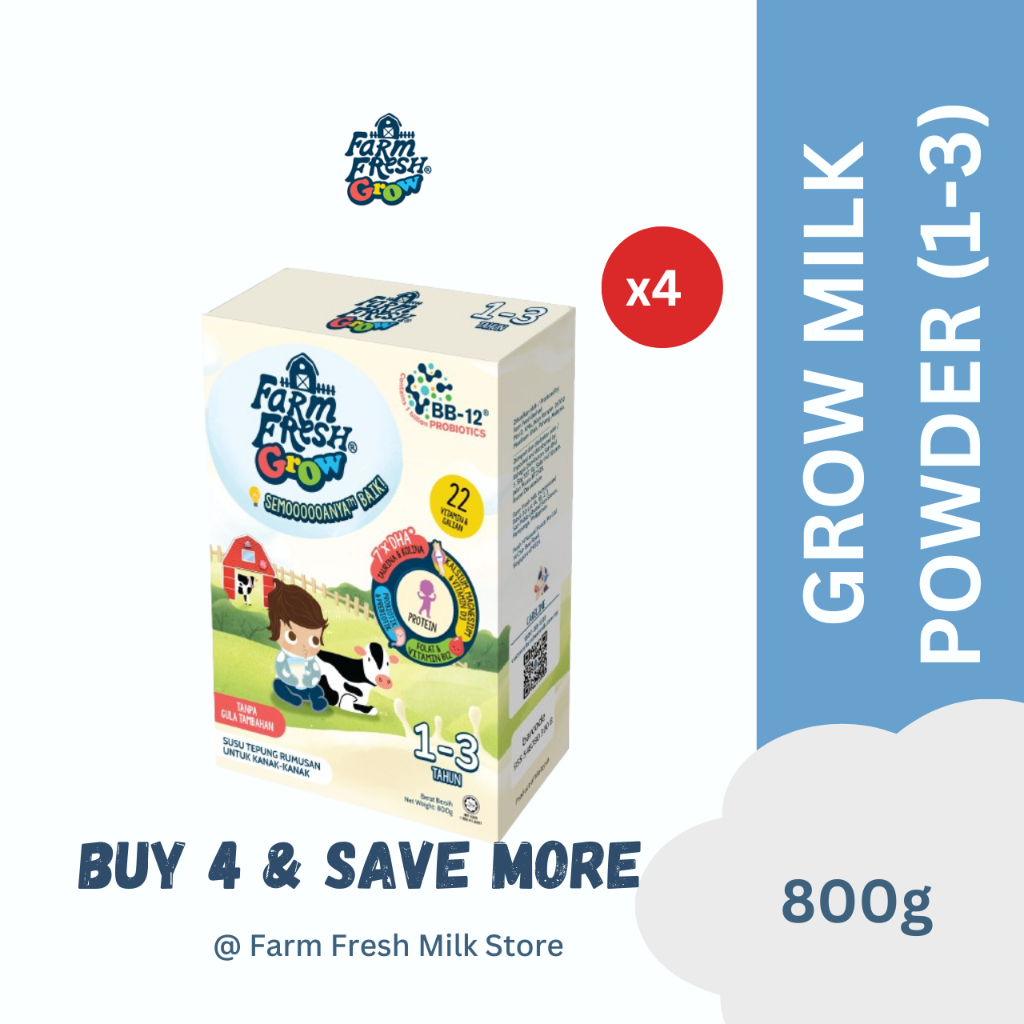 BUY 4 FREE 1 MILK-FARM FRESH GROW MILK POWDER 800G - 1-3 YEARS | - The ...