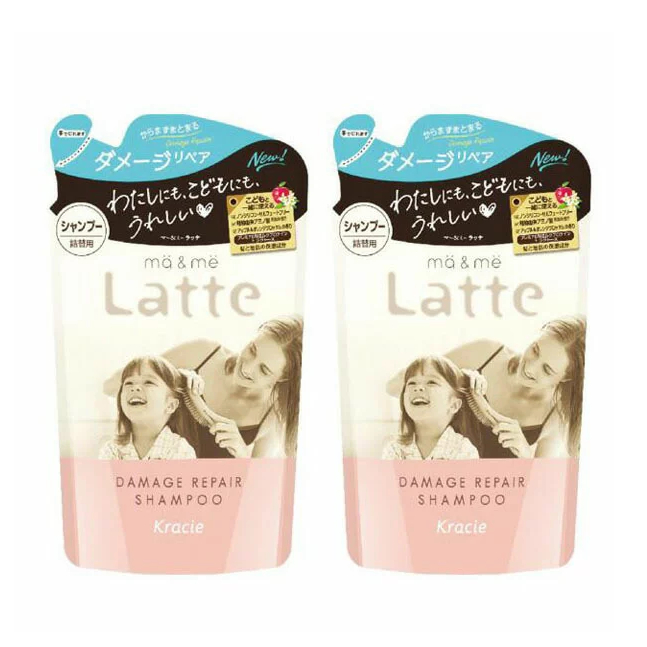 Kracie Ma & Me LATTE Damage Repair Mother's and Children Shampoo/Conditioner REFILL 360ML (Pink ...