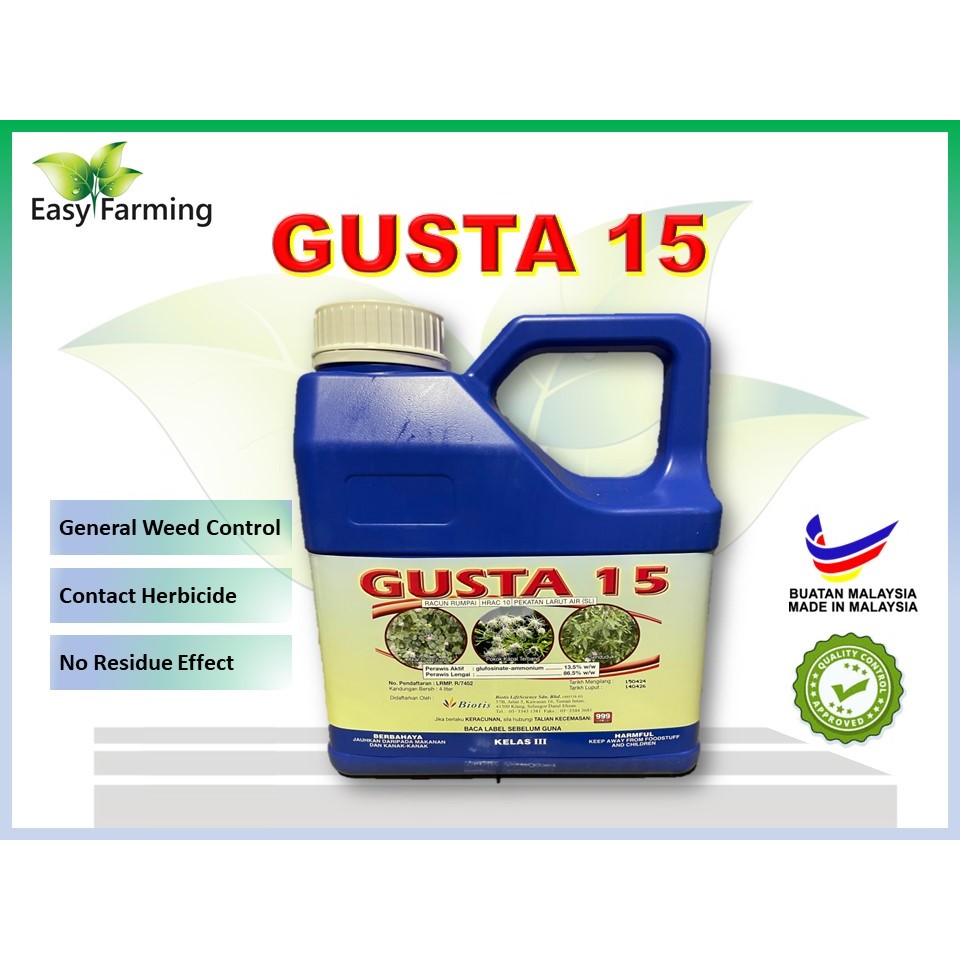 Gusta 15 4 Lit / Glufosinate Ammonium 13.5% / Racun Rumpai / Kawalan ...