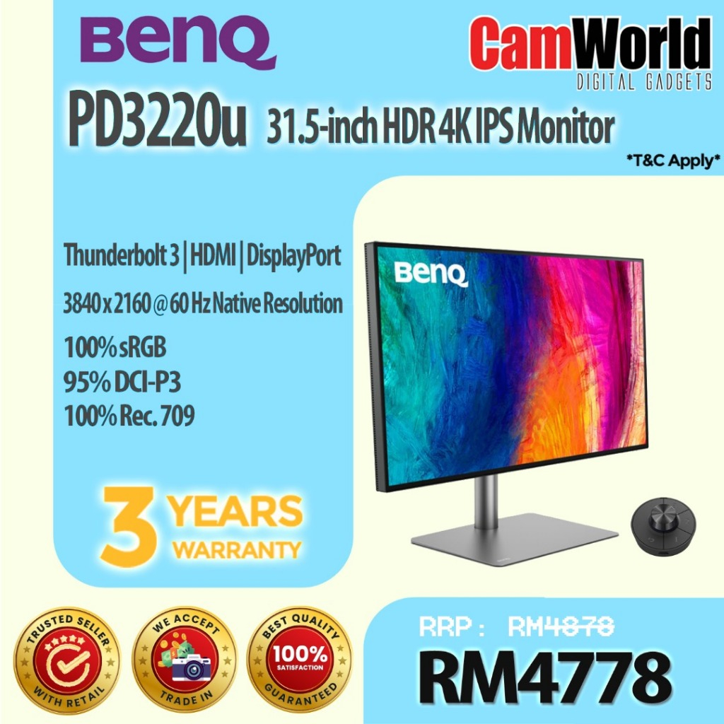 BENQ PD3220U Design Vue Monitor 32 Inch 4K UHD P3 Thunderbolt 3 Mac ...