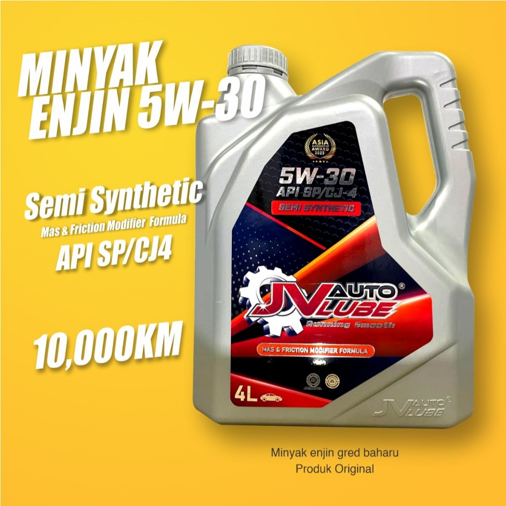 JV AUTO LUBE SEMI SYNTHETIC ENGINE OIL 5W-30 API SP/CJ4 4LITER 10,000KM ...