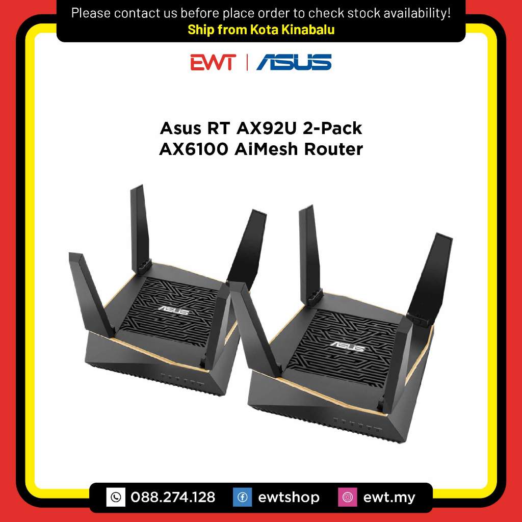 ASUS RT-AX92U Tri-Band WiFi 6 (802.11ax) Gaming Router 100% GENUINE ...