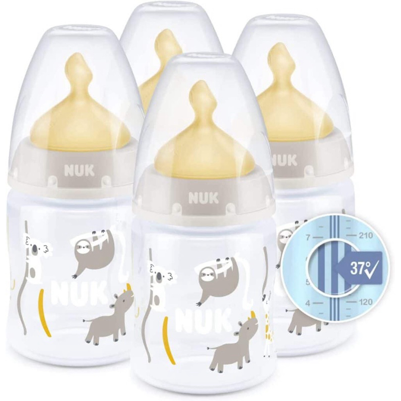NUK First Choice+ Baby Bottles 0-6 Months Temperature Control Latex ...