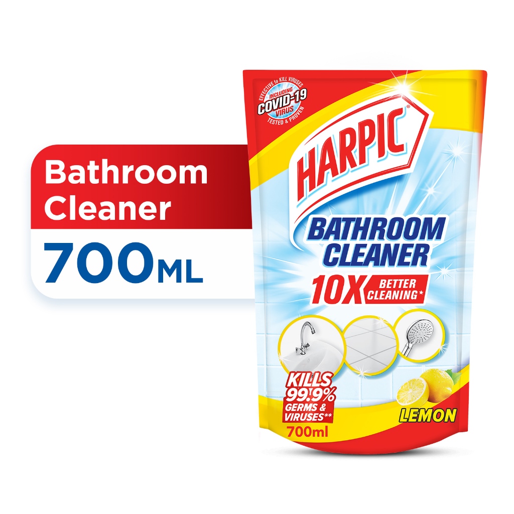 Harpic Disinfectant Bathroom Cleaner Lemon Pouch 700ml [Removes tough ...