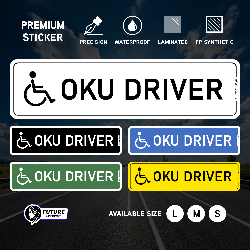 OKU Driver. Pemandu. Premium Car Bumper Sticker Disabled Handicapped ...