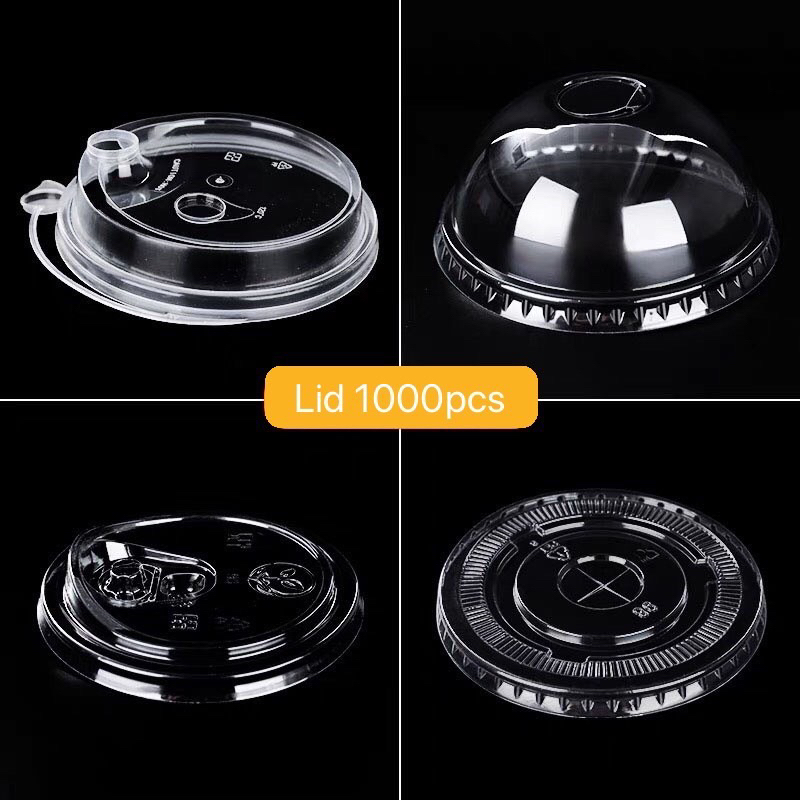(1000 pieces) PET cup lids, mouth 95/98mm flat lids, raised drinking ...
