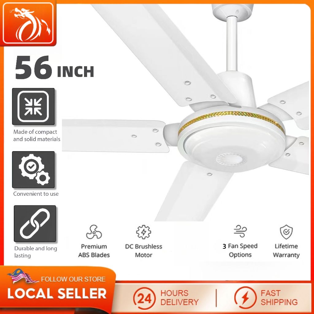 NEW 56” DC motor 3 Speed Remote Control 5 Blades Ceiling fan Kipas ...