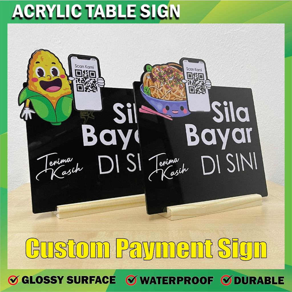 Payment Sign /E Wallet Sign/Hawker Sign / Cute /3D Custom made Acrylic ...