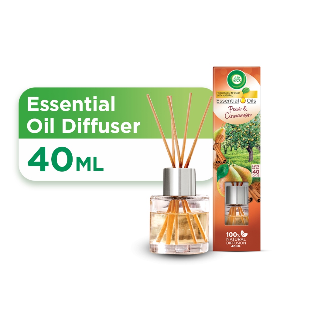Air Wick Aromatherapy Essential Oils Reeds Diffuser 40ml (Pear & Cinnamon/Melon & Frangipani ...