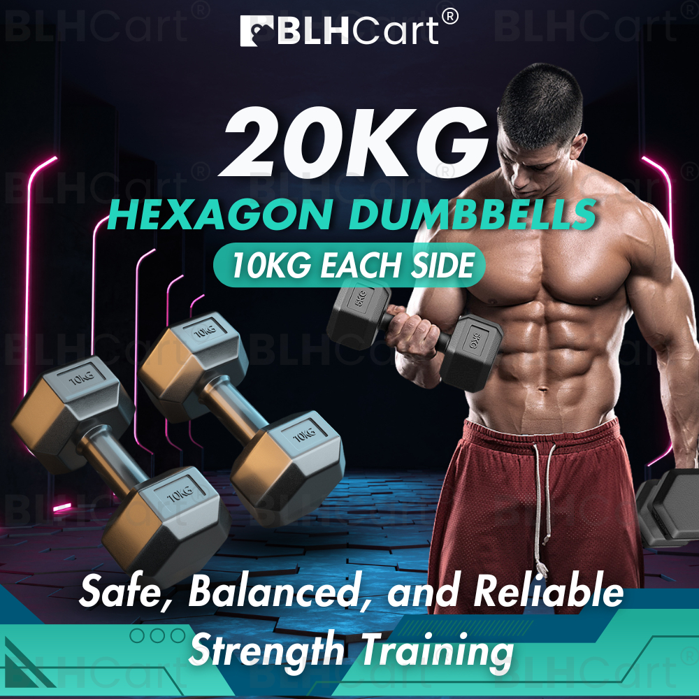 BLH 20KG/Set（10kg*2） Hexagon Premium Dumbbell Dumbell Sport Gym Fitness Exercise Weight Training ...