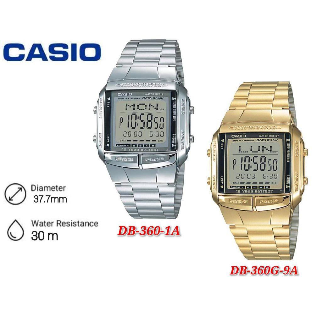 Casio Db 360 1a Data Bank Stainless Steel Watch Db 360g Db 360 Shopee Malaysia