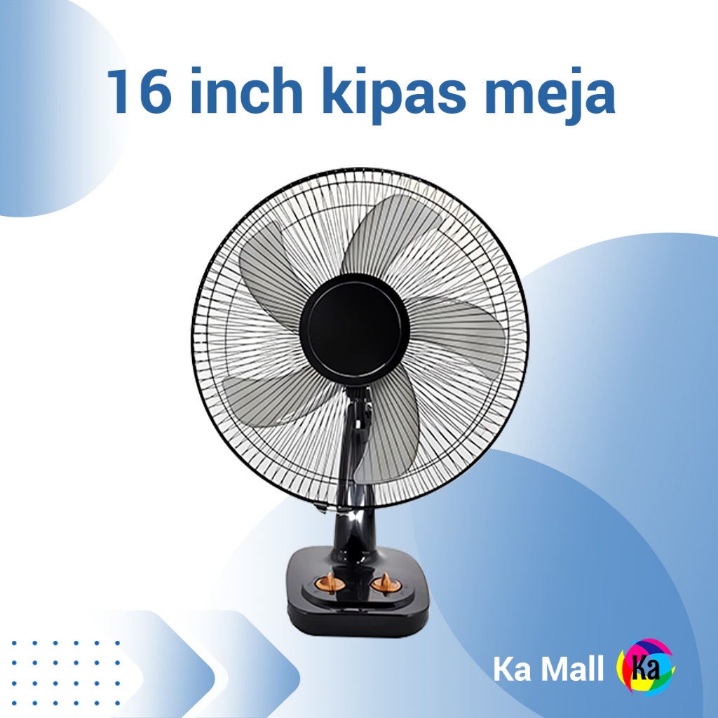 Table Fan 12"/16" Inch 5 Blades 3 Speed Timed Low Noise Angin kuat Kipas Floor fan desk fan ...