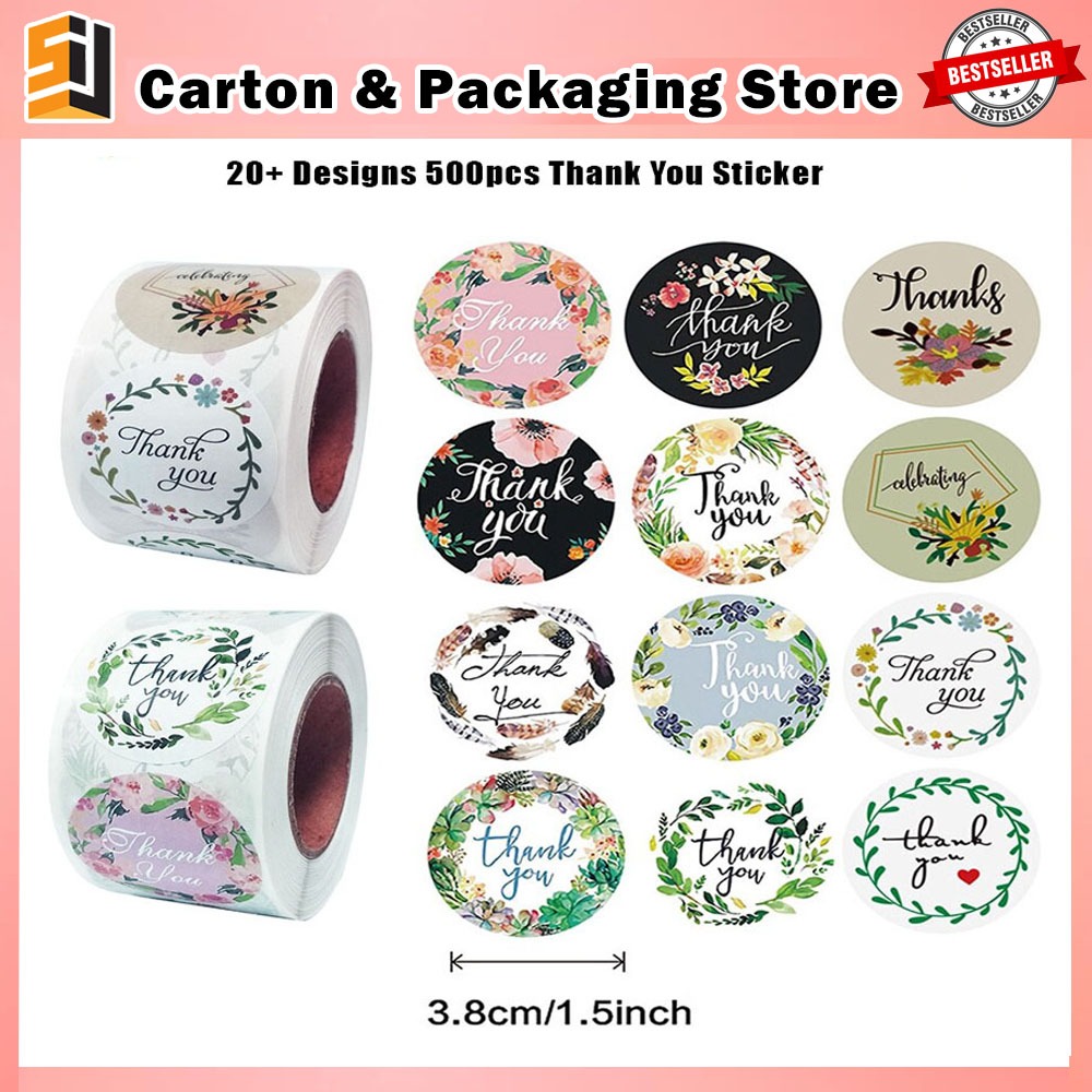 500pcs Thank You Sticker Seal Label Sticker Terima Kasih Gift Box (3 ...