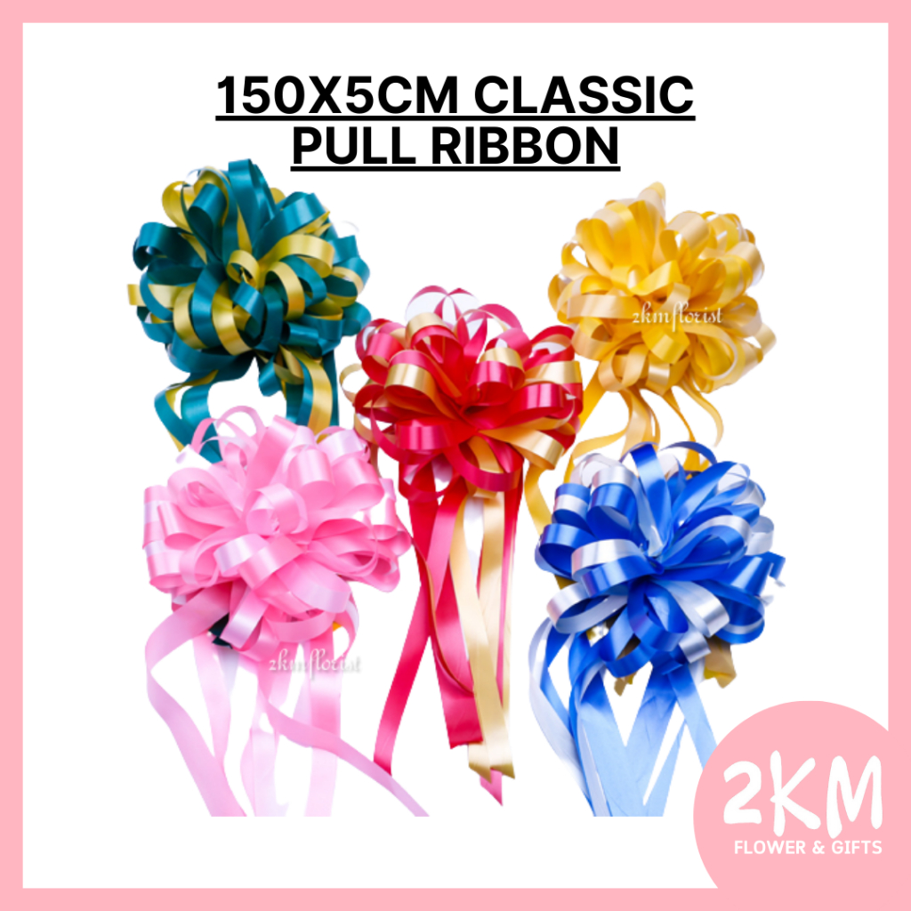 (5PCS) 150CMX5.5CM CLASSIC PULL Ribbon Reben Riben Gift Organza Flower ...