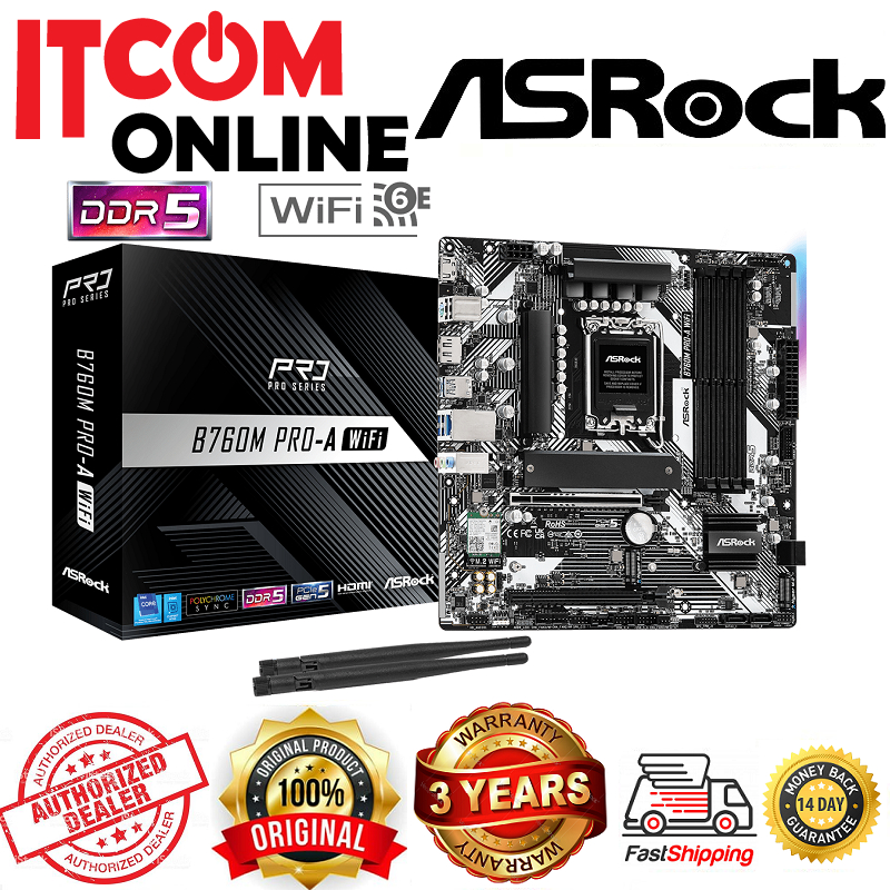 ASROCK B760M PRO-A WIFI B760M PRO-A/D4 WIFI SOCKET 1700 DDR4 DDR5 MOTHERBOARD | Shopee Malaysia