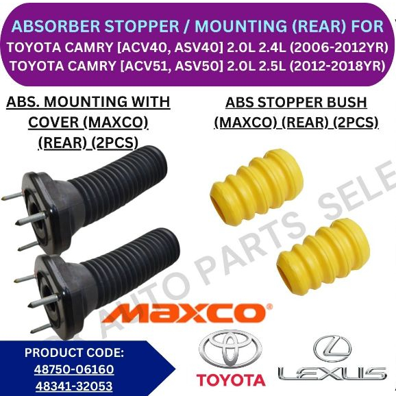 MAXCO GENUINE ABSORBER MOUNTING, STOPPER, SPRING RUBBER (REAR) FOR ...