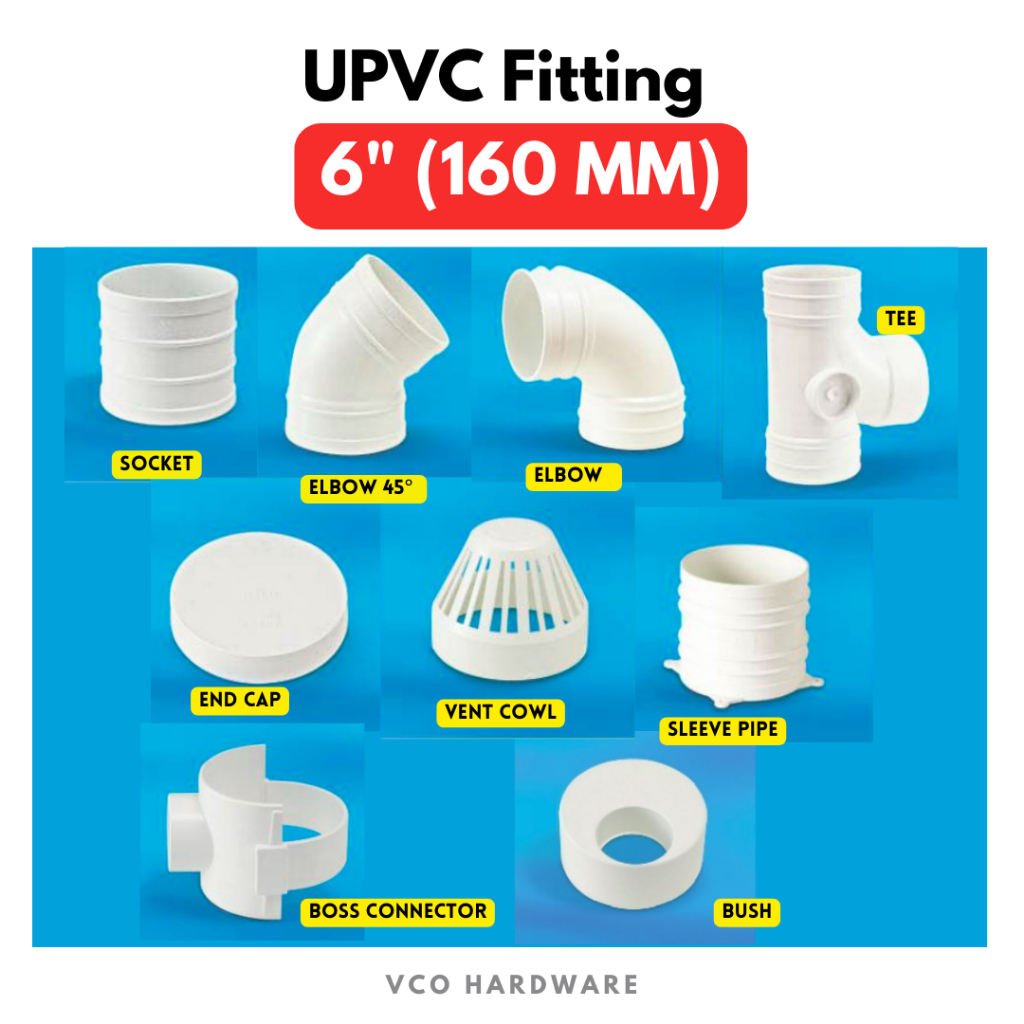 [ 6" / 160 MM ] UPVC Pipe Fittings White UPVC Pipe Connector/Pemyambung Paip Putih | Shopee Malaysia