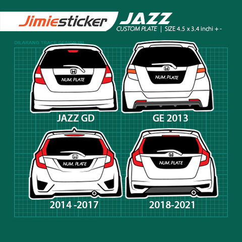 Sticker Kereta Honda Jazz, Sticker Belakang Honda Jazz, Vinyl Cutting ...