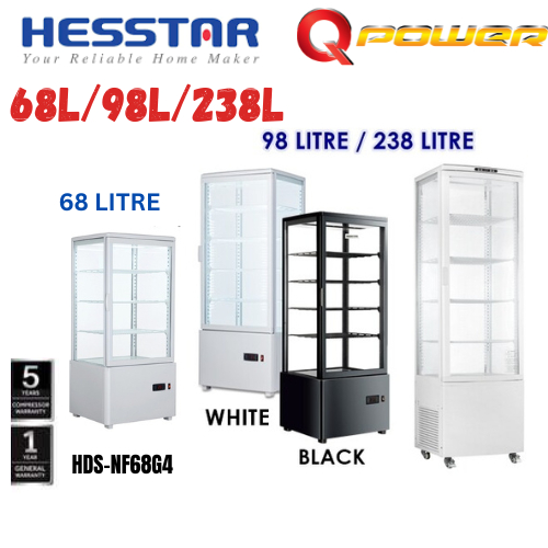 Hesstar 68L/98L/238L Countertop 4 Side Glass Display Chiller Showcase ...