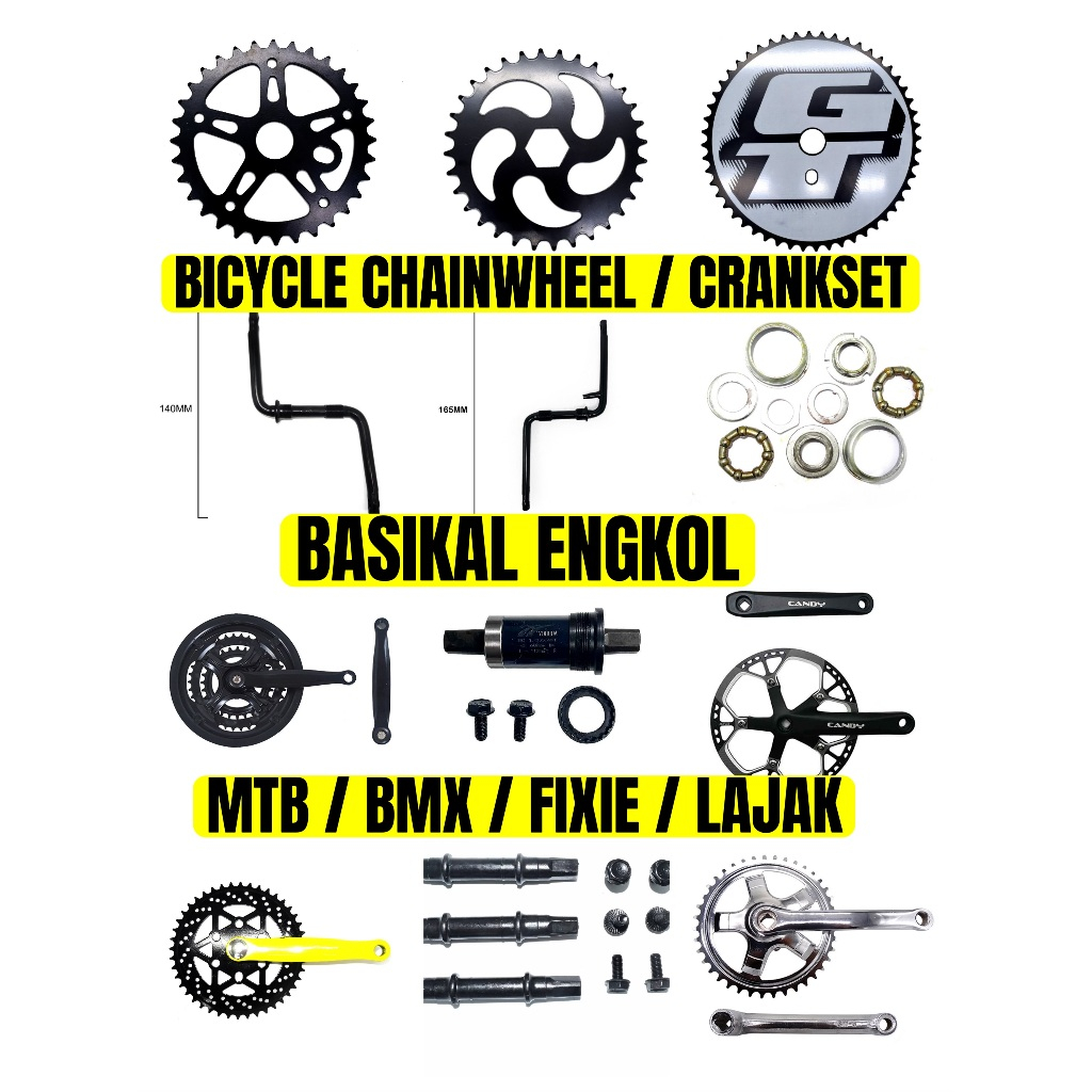 CANDY BICYCLE CHAINWHEEL CRANKSET ENGKOL BASIKAL 12"-26" ONE PIECE SUB ...