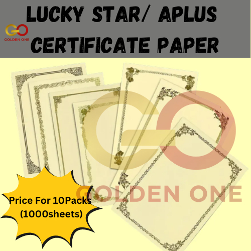 【10PACK=1000 SHEET ! ! !】 Lucky Star / Aplus A4 Certificate Paper 100's ...