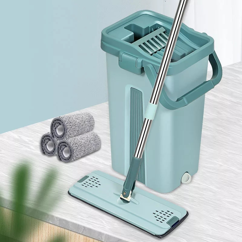 🍁READY STOCK🍁New Mop Self-Wash And Squeeze Dry Flat Mop With Bucket 360 ...