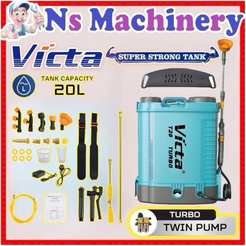 Heavy Duty Victa T20 Twin Pump Turbo Battery Knapsack Sprayer 20 Litres Powerful And Heavy Duty ...