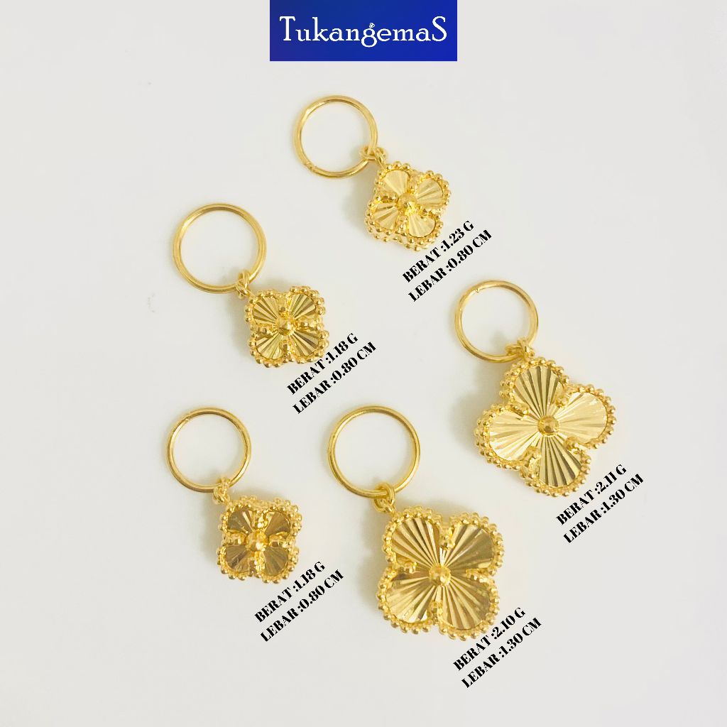 TukangemaS loket emas 916 bunga clover emas 22k original (9C) | Shopee ...