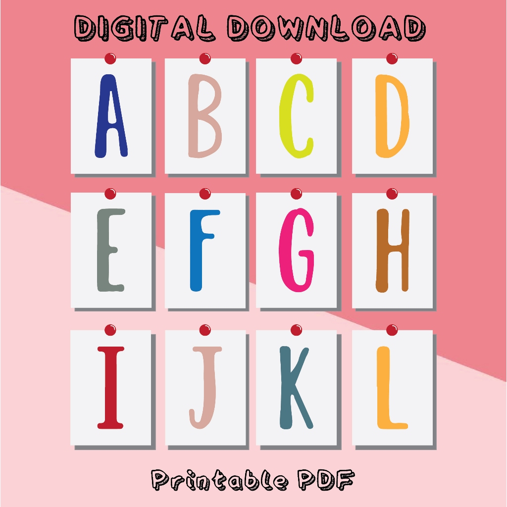 Alphabet Cards, Wall and Flash Card Sizes, Watercolor Illustrations ...